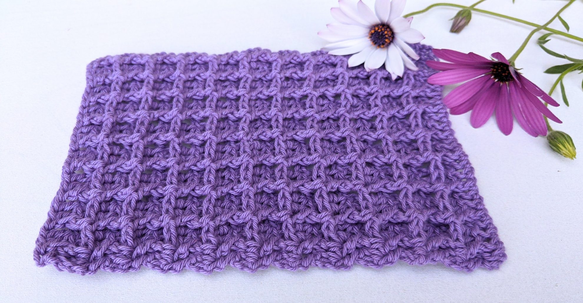 Crochet Waffle Stitch Dishcloth/Washcloth Pattern with a Video - My ...