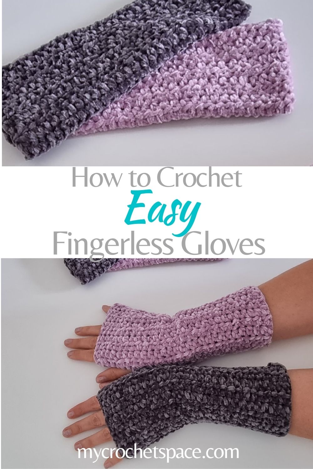 Basic Crochet Fingerless Gloves - Easy Crochet Pattern - My Crochet Space